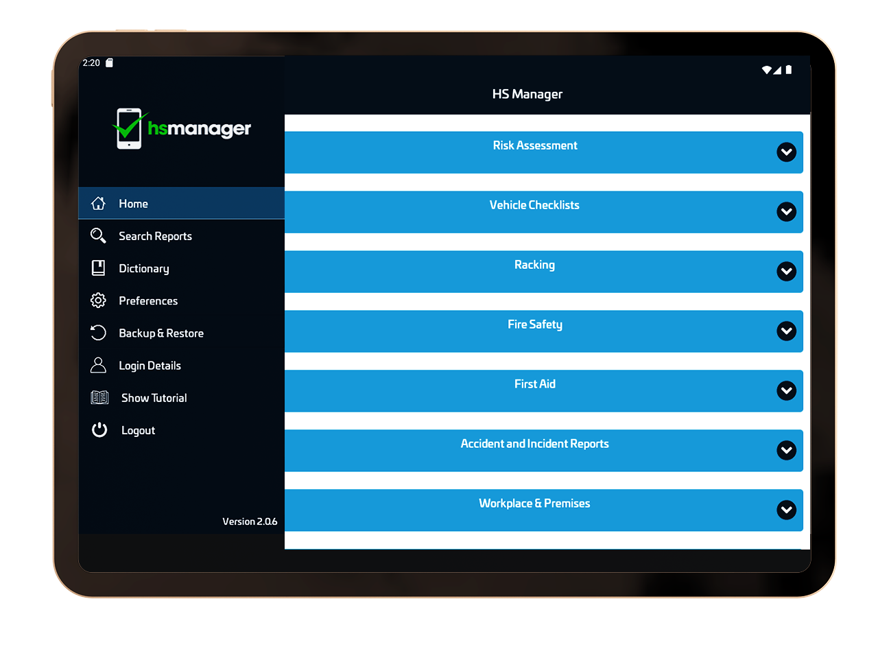 Health and safety inspection and reporting app