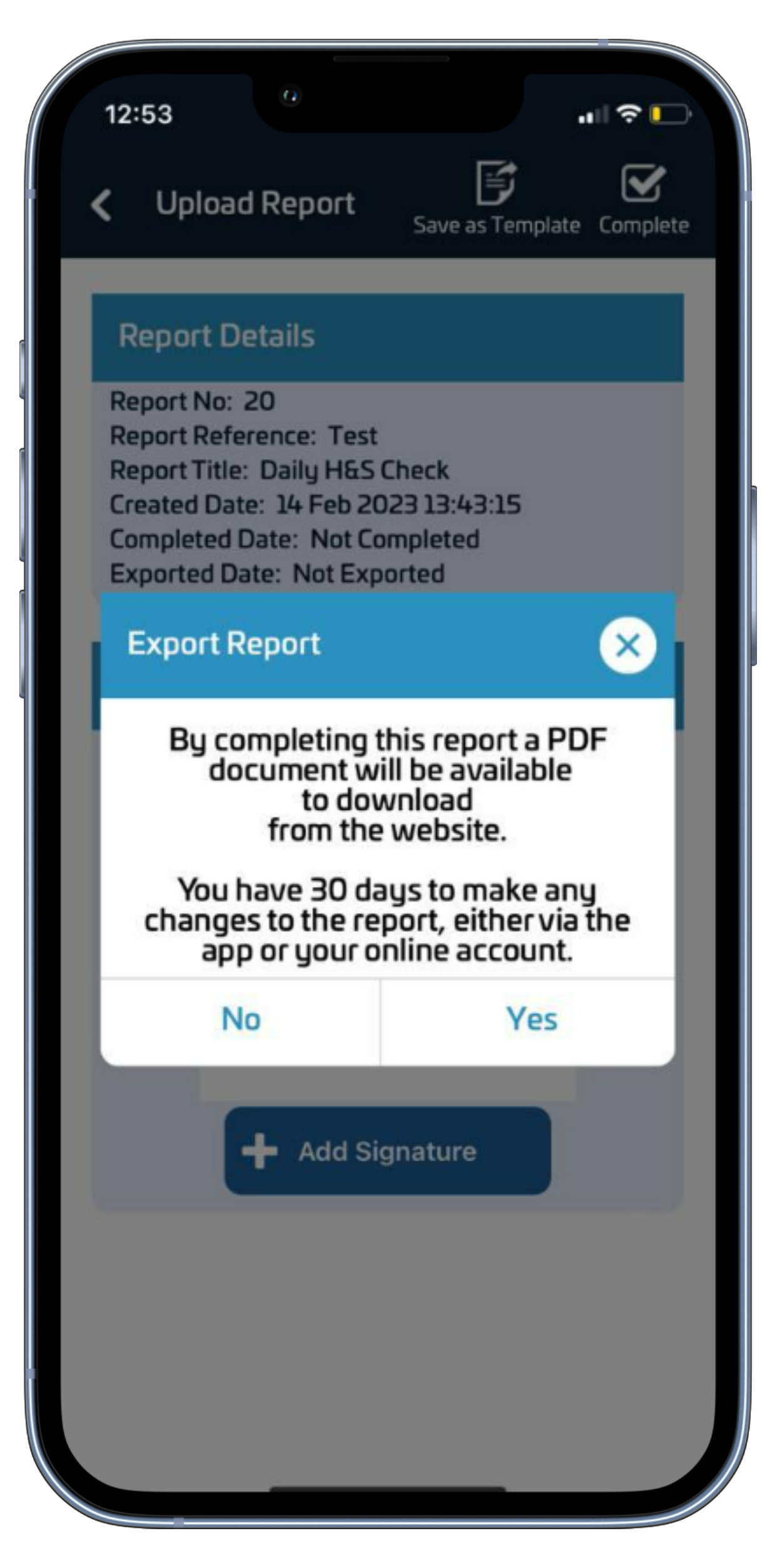 Health and safety app user guide