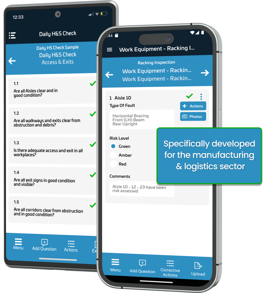 Health and safety inspection app