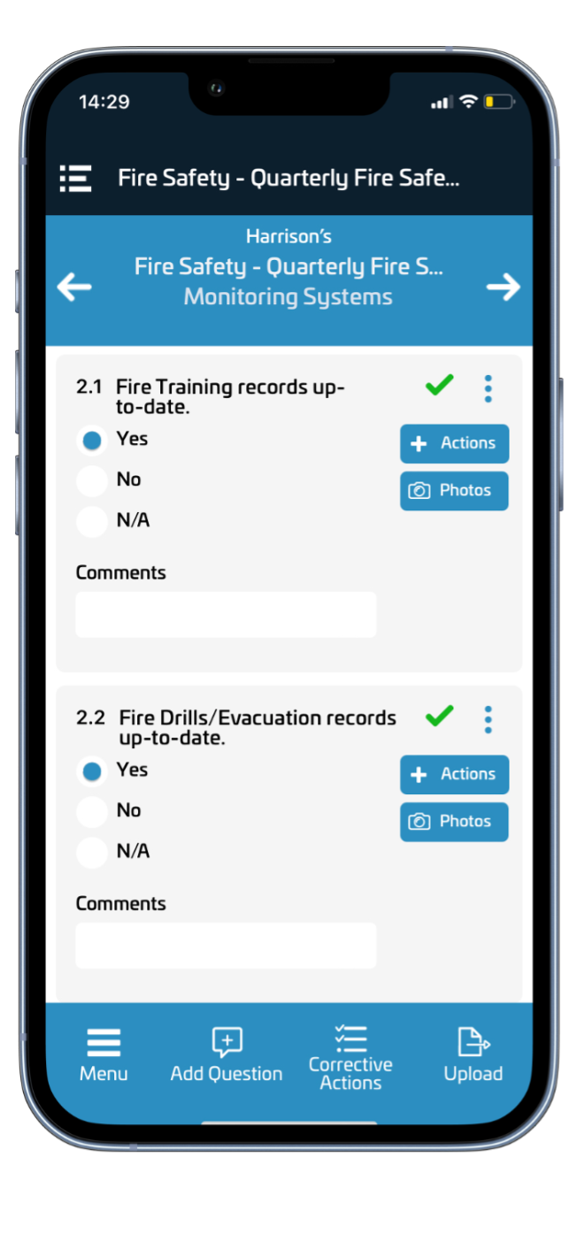 Health and safety inspection app