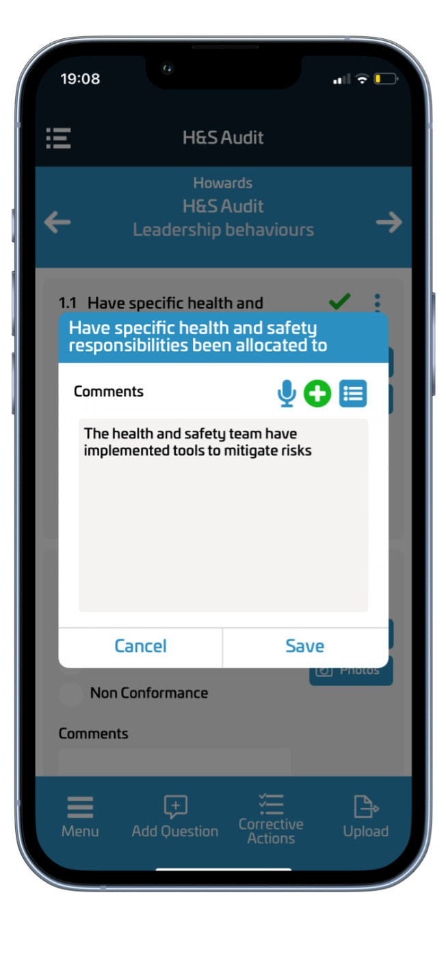 Health and safety inspection app
