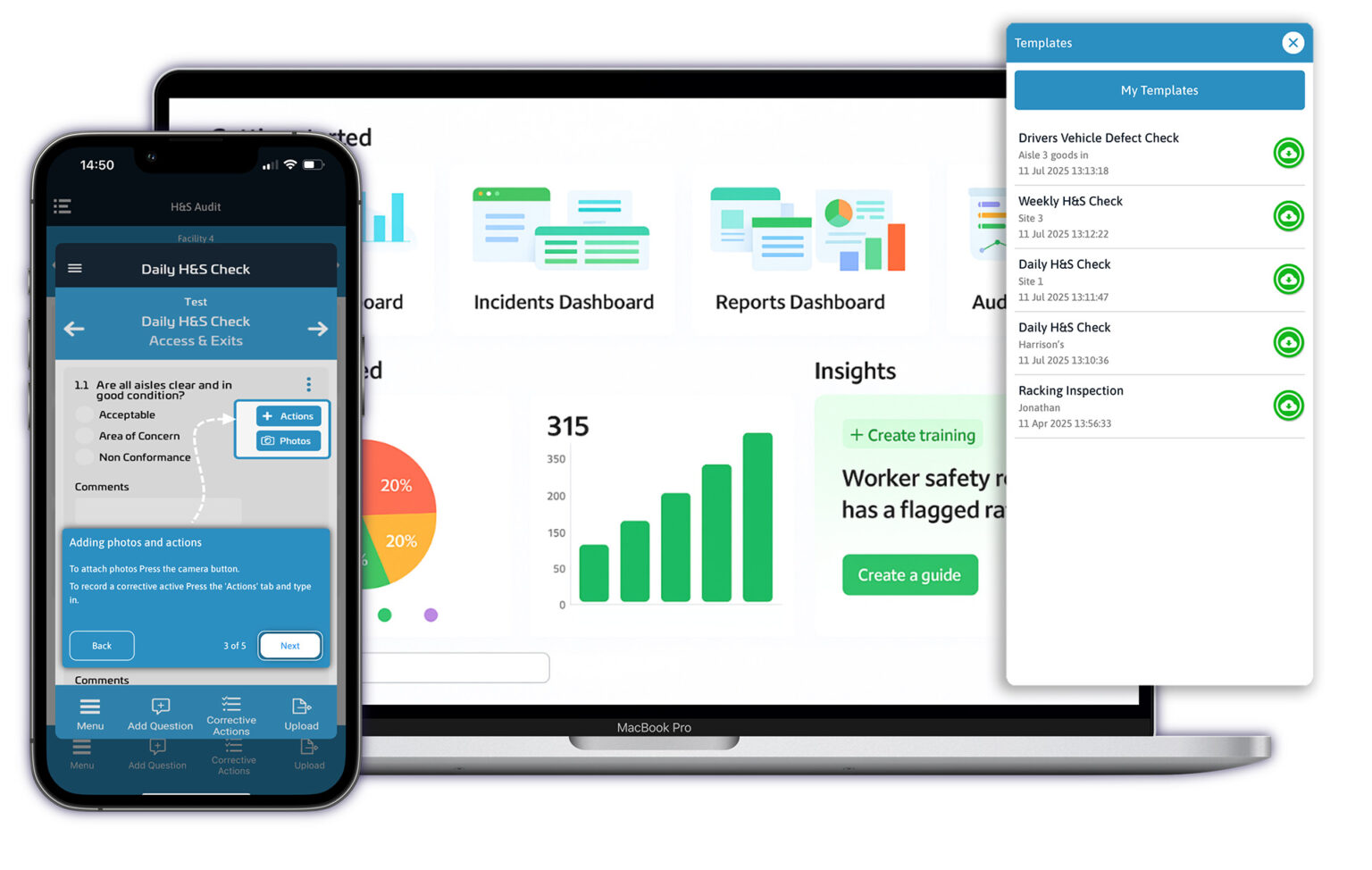 Health and safety inspection and reporting app